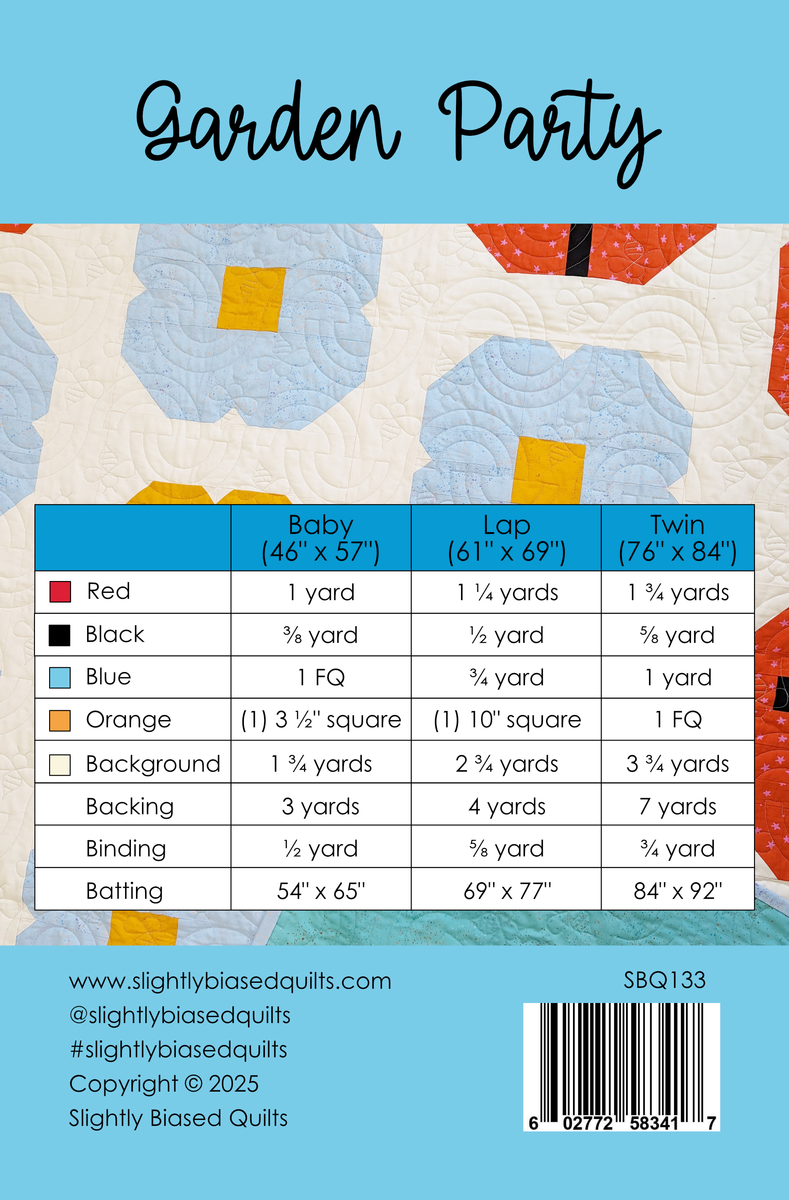 Garden Party PAPER Quilt Pattern – Slightly Biased Quilts