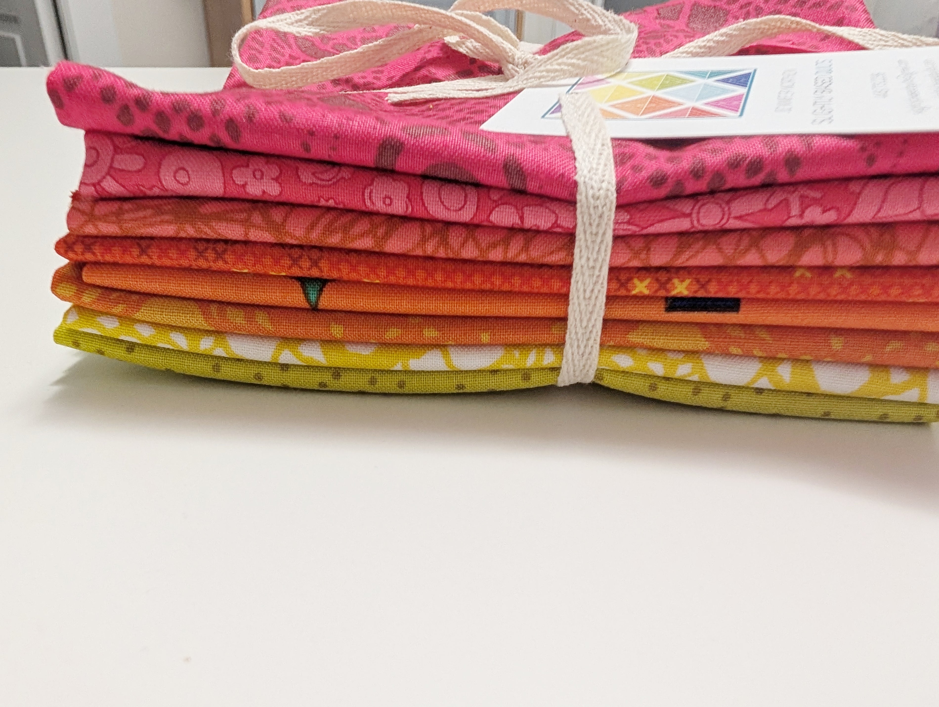 Warm Rainbow Bundle of 8 Fat Quarters – Slightly Biased Quilts