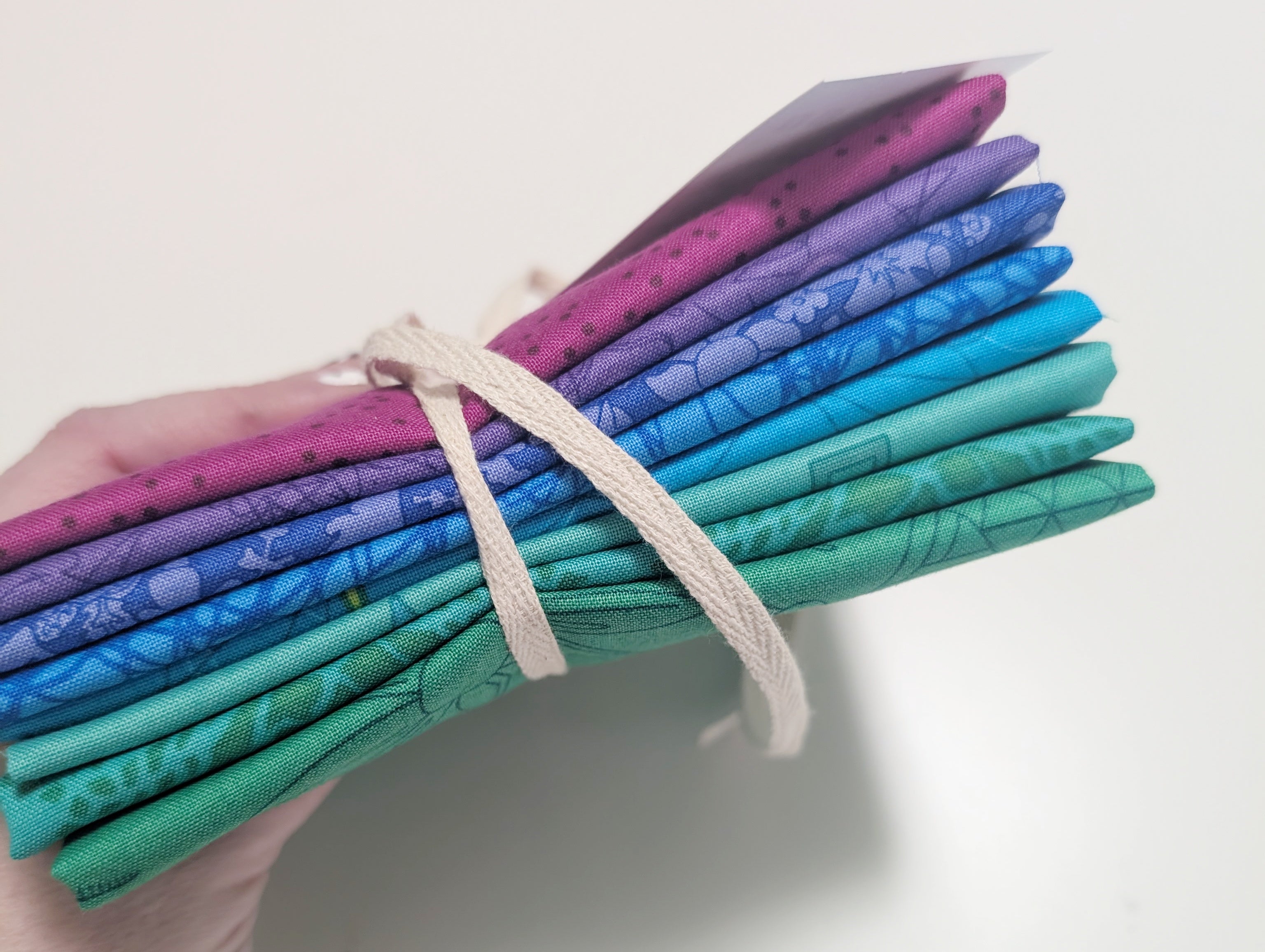 Cool Rainbow Bundle of 8 Fat Quarters – Slightly Biased Quilts